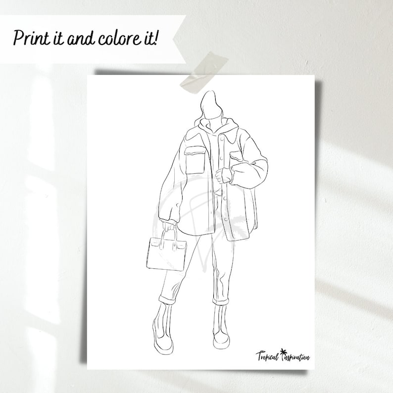 Fashion Coloring Book Design Clothes Digital Sheets Printable Fashion ...