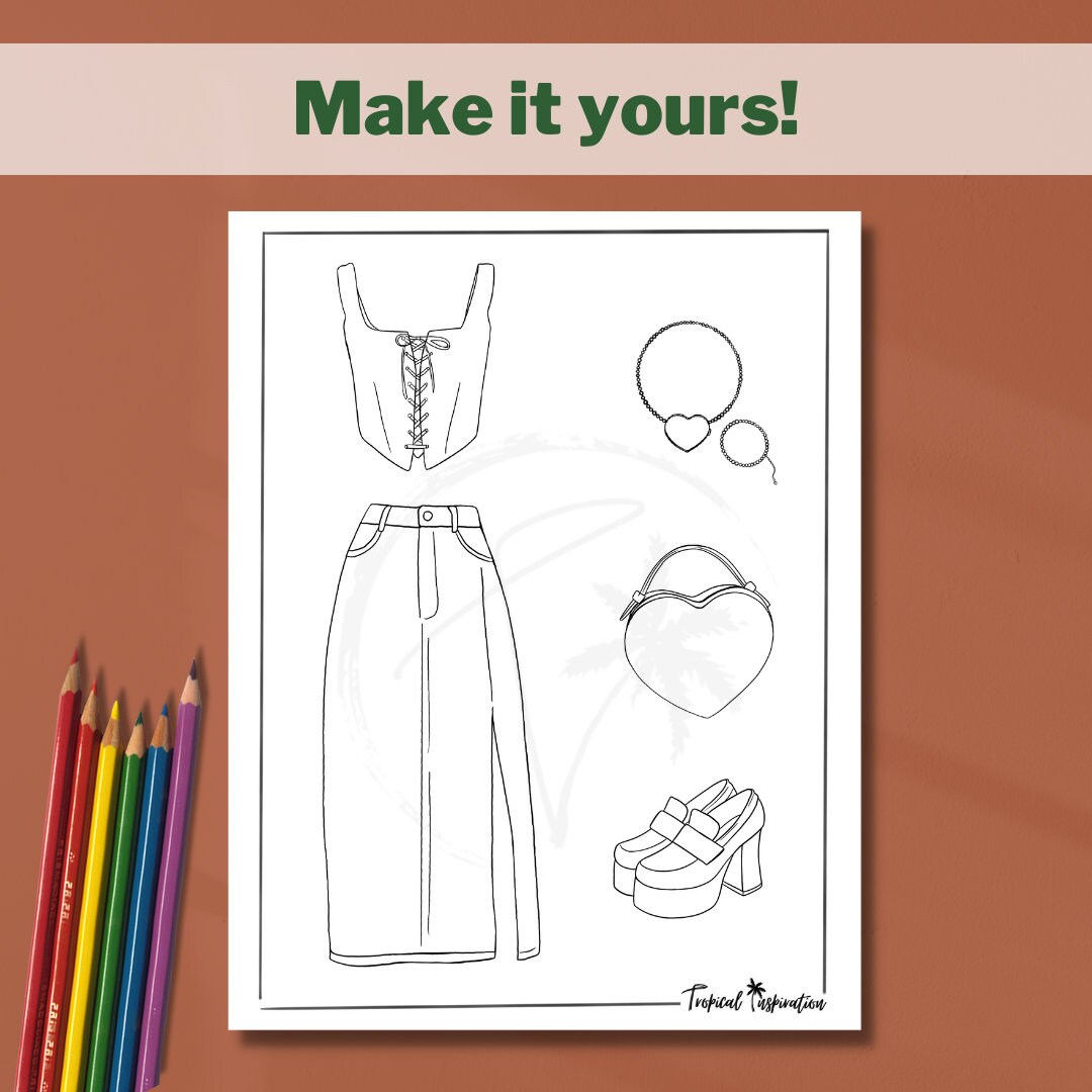 Kids Activity Printables Coloring Pages for Girls Fashion Coloring Book ...