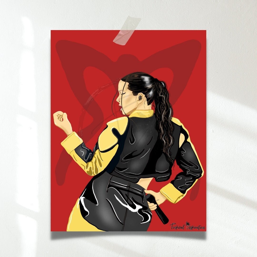 Rosalia Portrait Poster Motomami Rosalia Digital Print Red Etsy