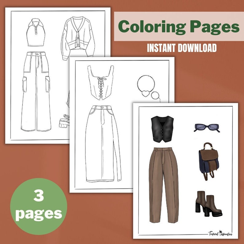 Kids Activity Printables Coloring Pages for Girls Fashion Coloring Book ...