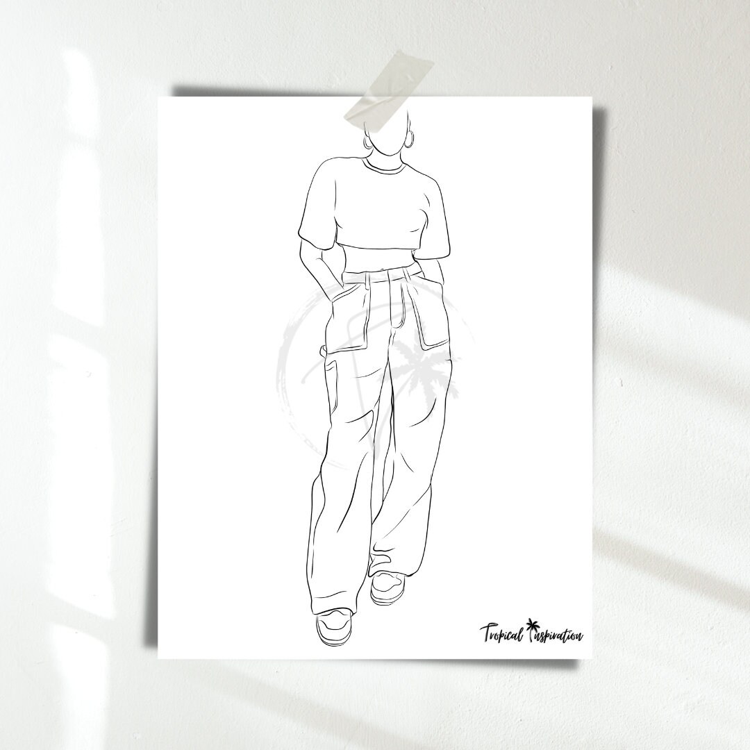 Fashion Coloring Book Design Clothes Digital Sheets Printable Fashion ...