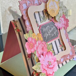 Elegant Happy Birthday Tent Card - Etsy