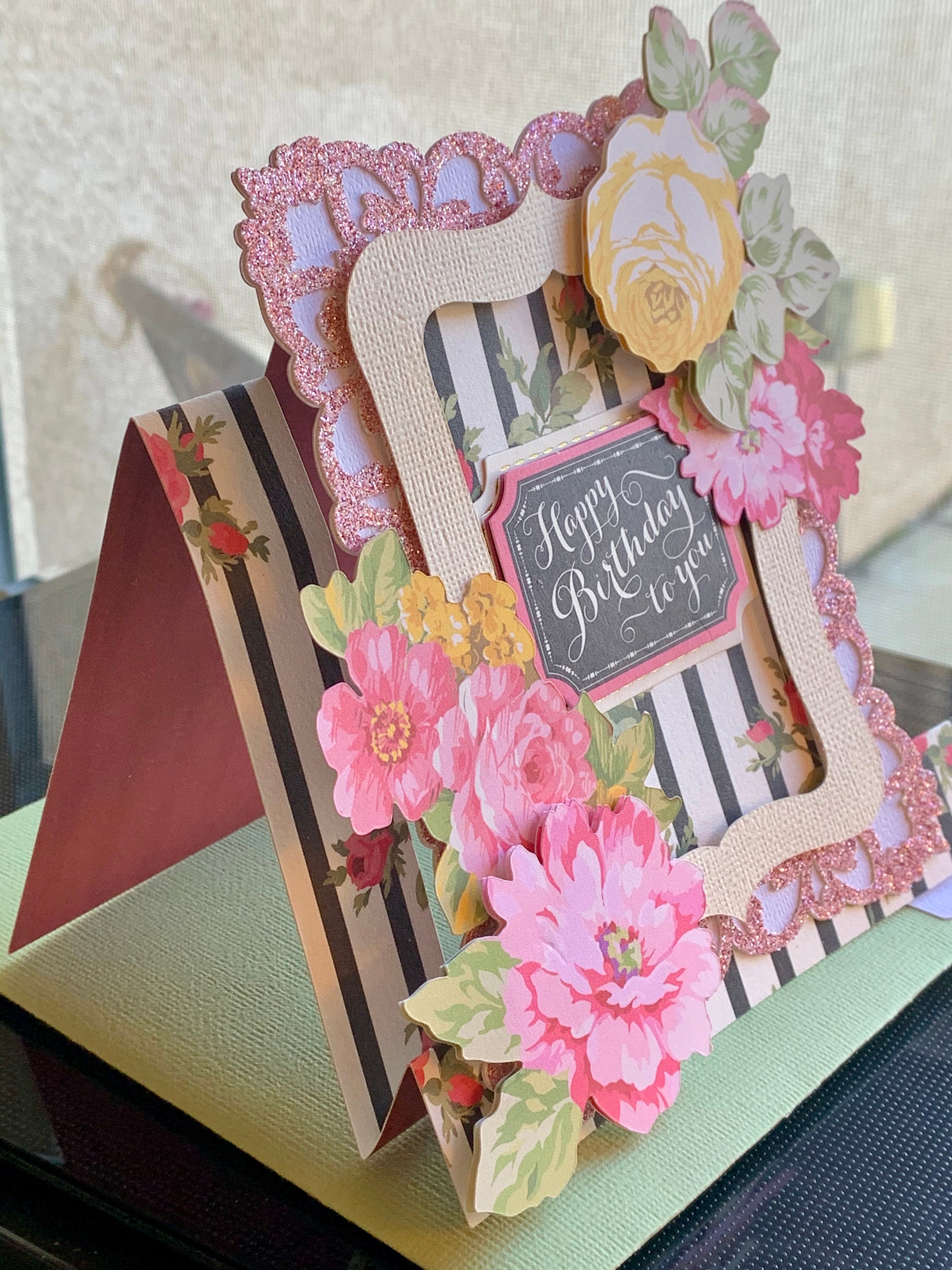 Elegant Happy Birthday Tent Card - Etsy