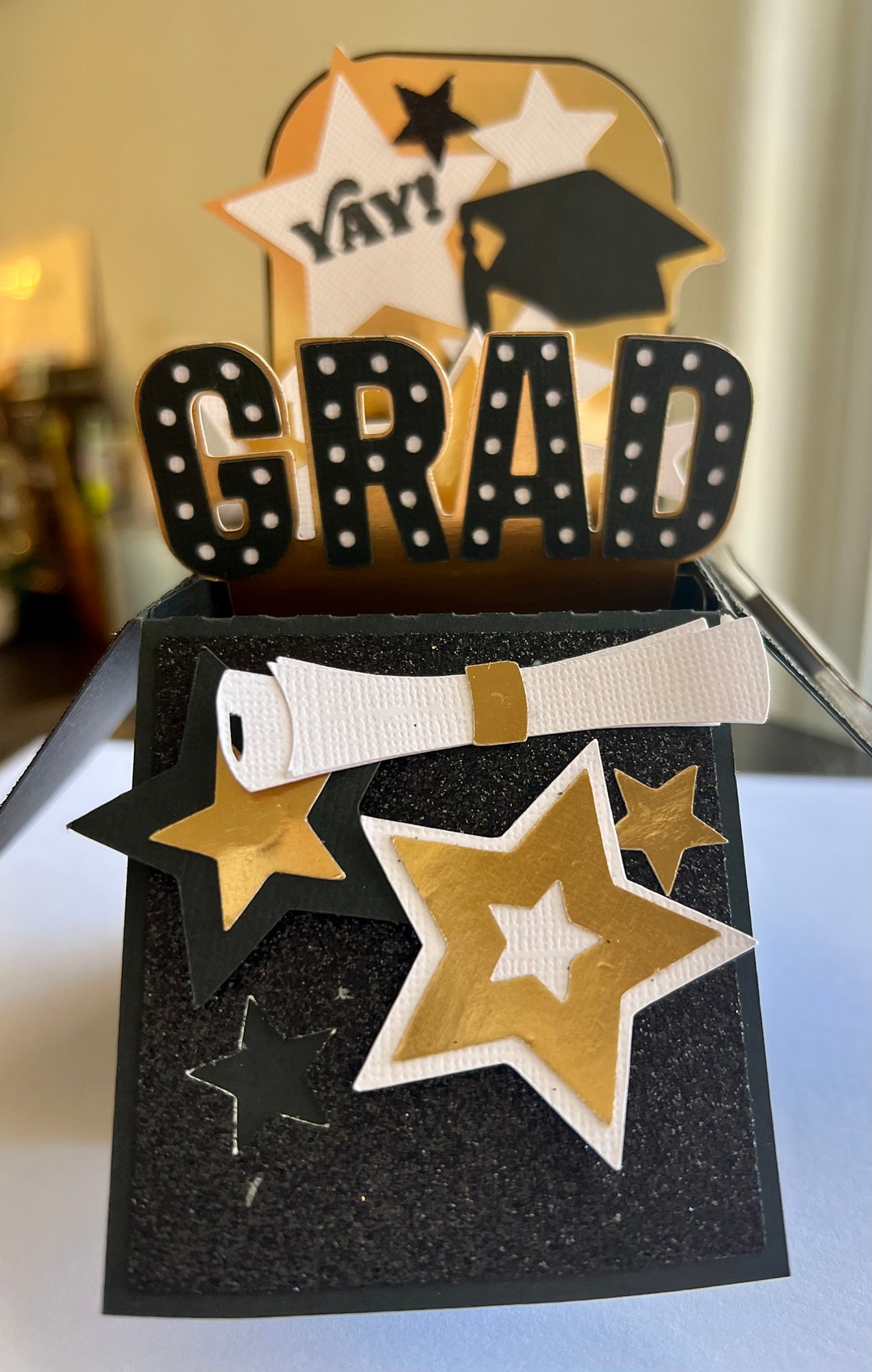 Glittery Graduation Box Card - Etsy