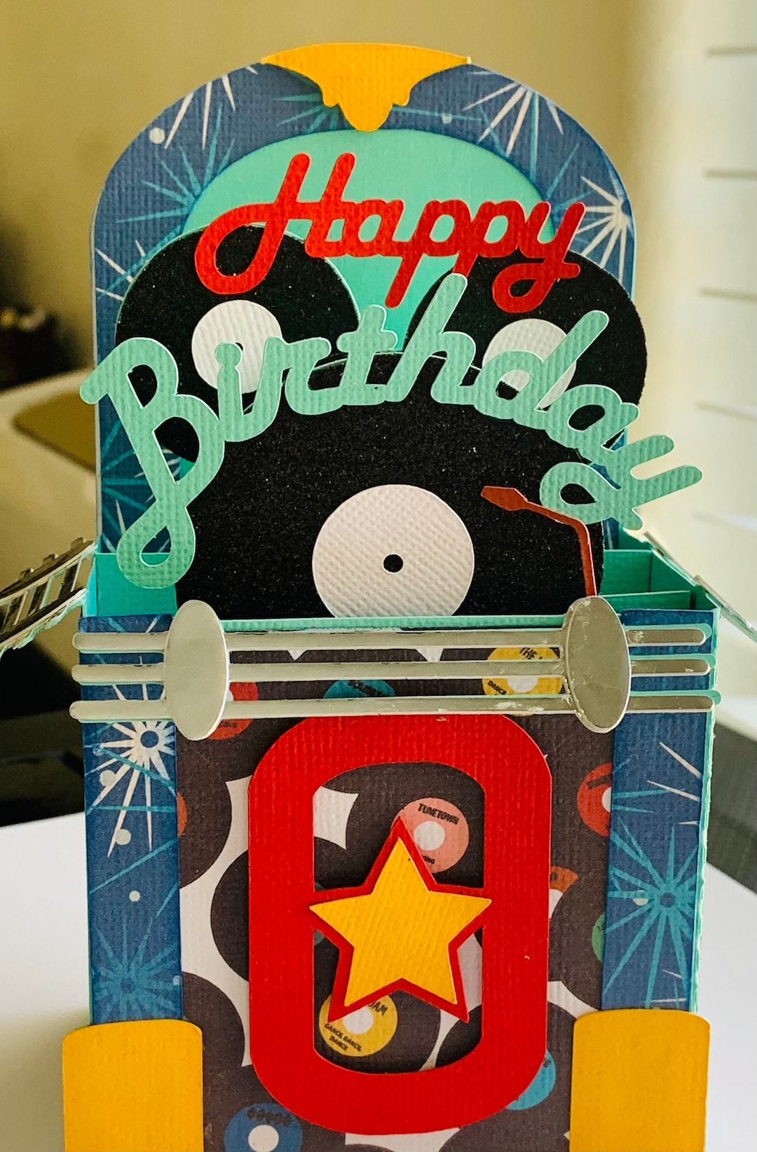 Jukebox Birthday Box Card - Etsy
