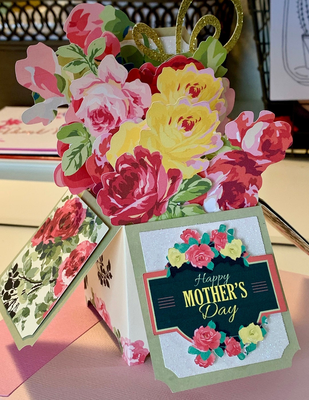 Pop Out Mother's Day Elegant Box Card - Etsy