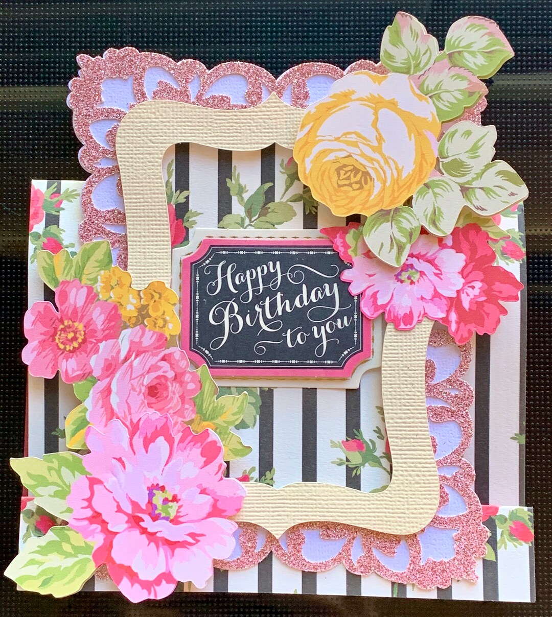 Elegant Happy Birthday Tent Card - Etsy