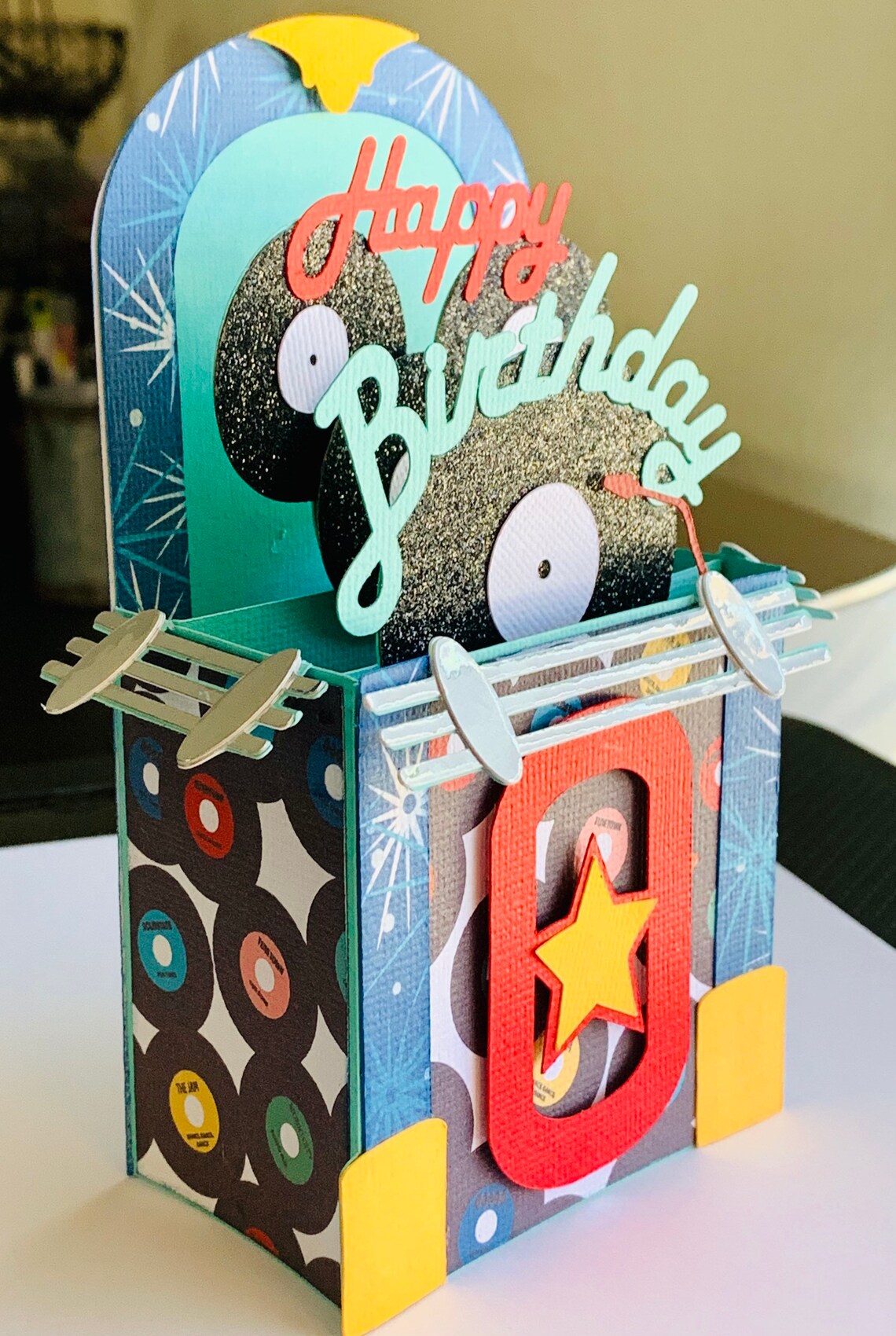 Jukebox Birthday Box Card - Etsy