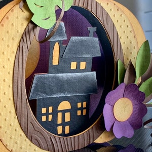 Haunted House Halloween Box Card - Etsy