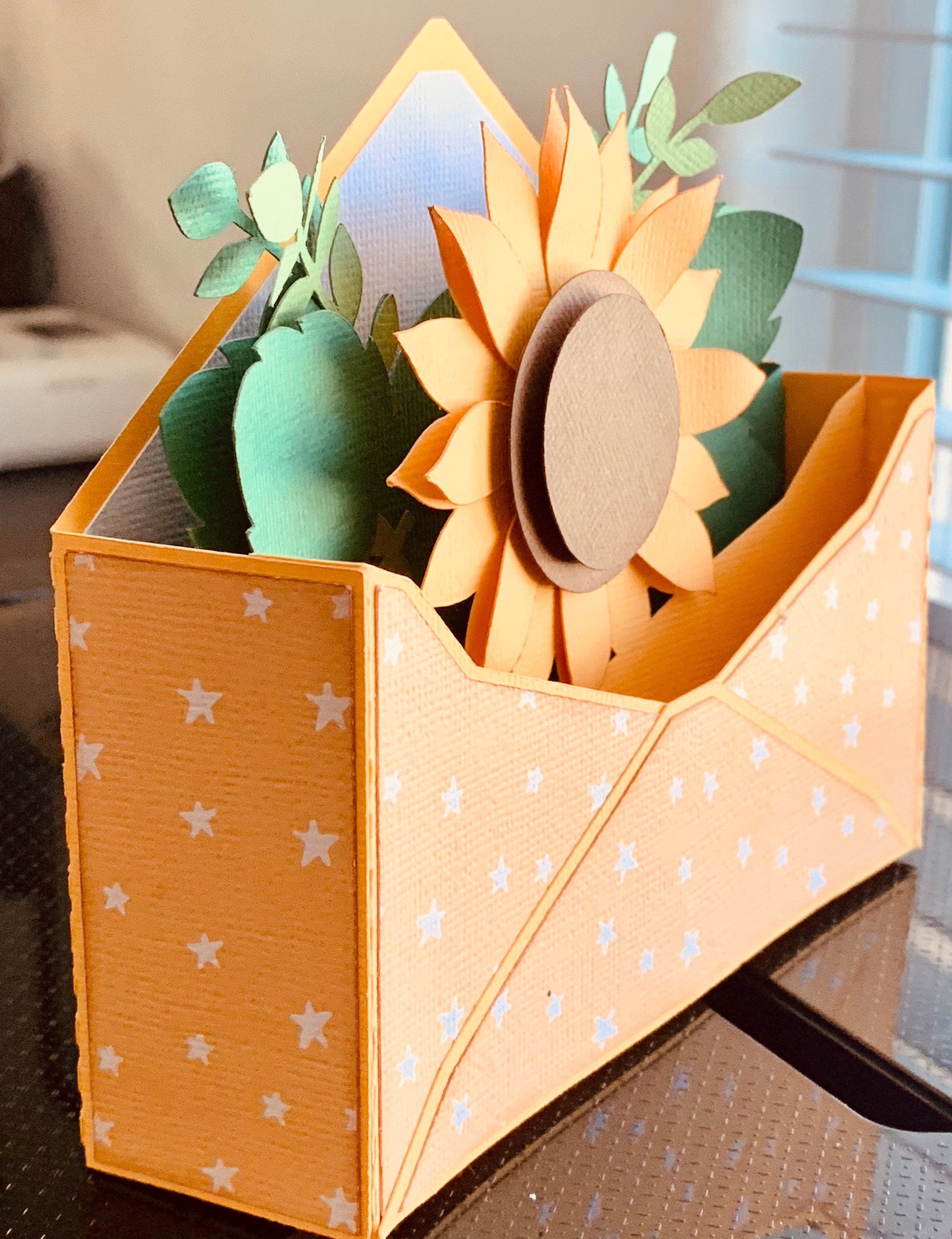 Sunflower Envelope Box Card - Etsy