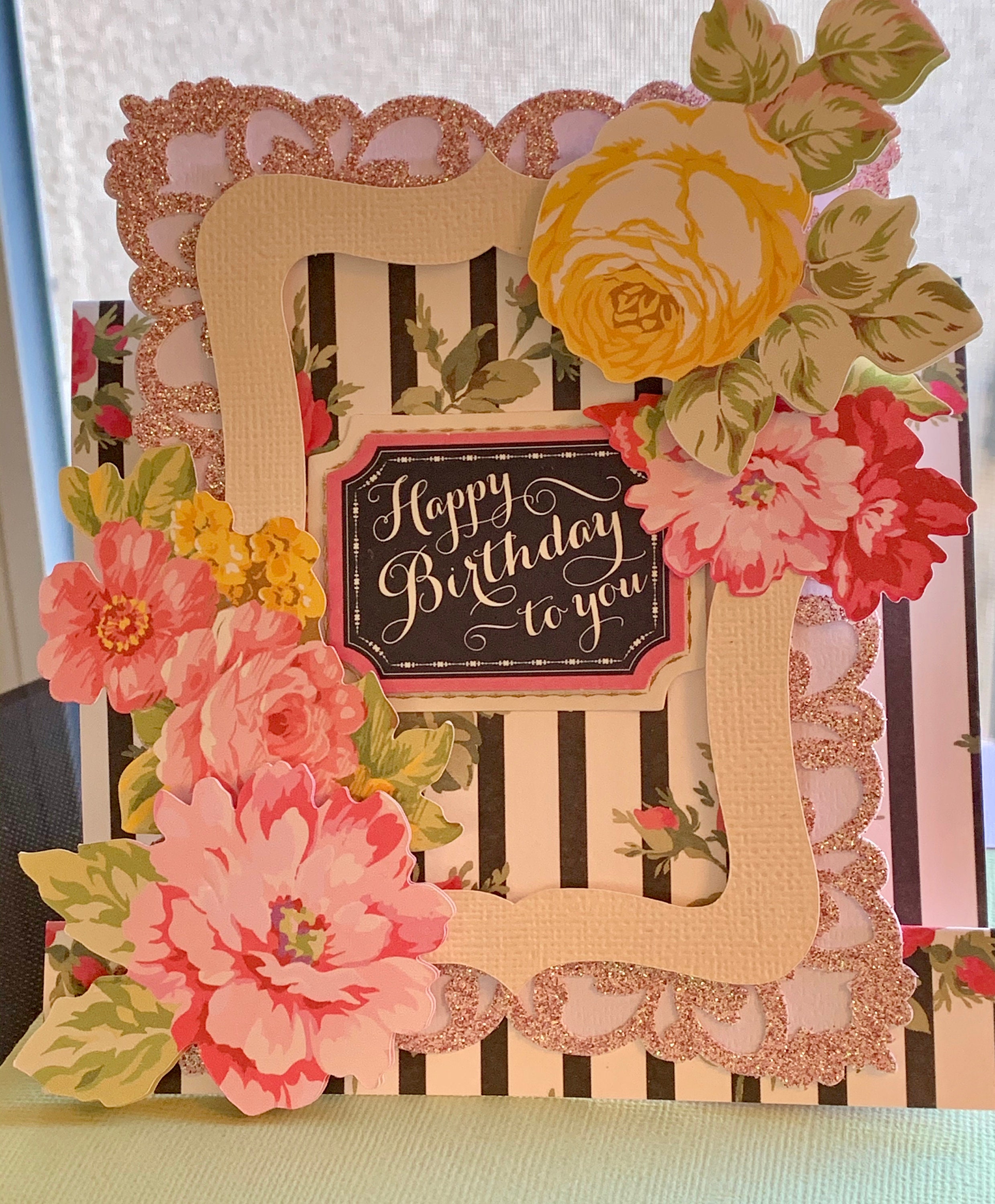 Elegant Happy Birthday Tent Card - Etsy
