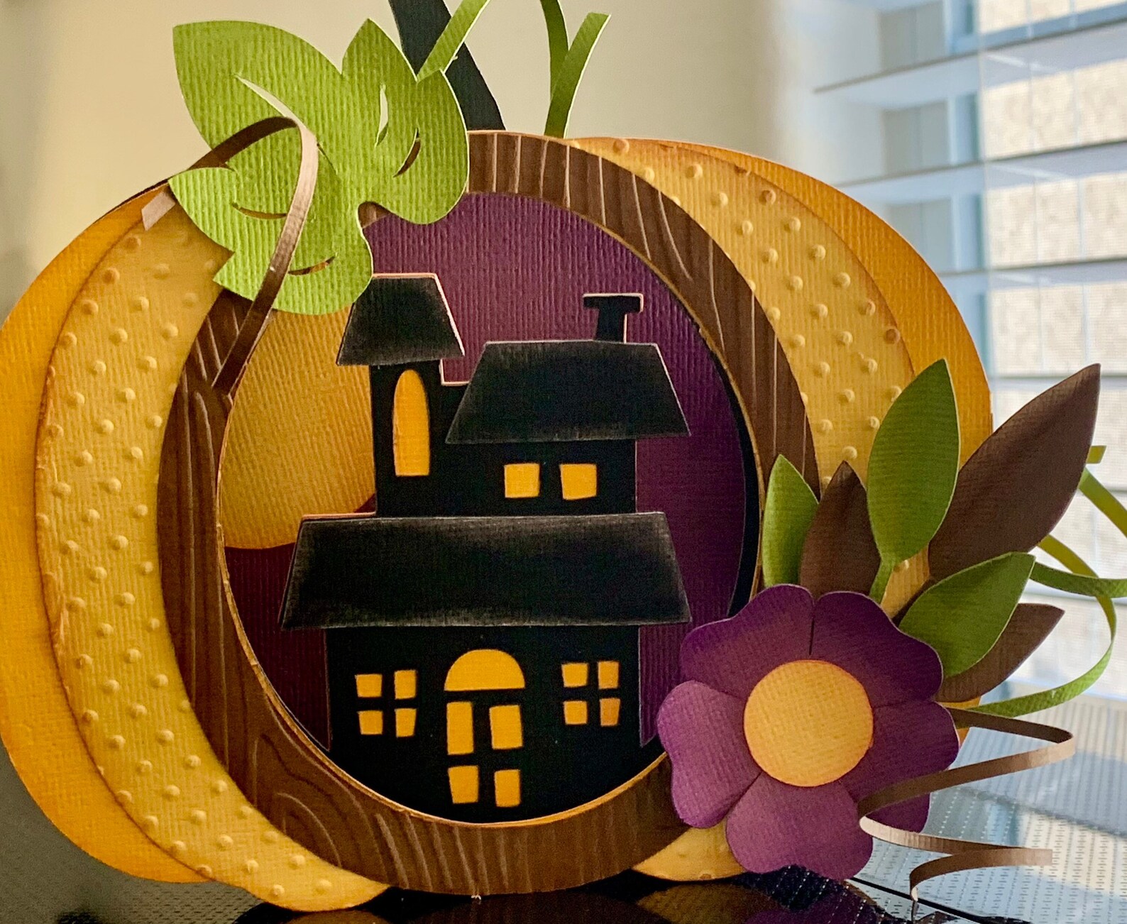 Haunted House Halloween Box Card - Etsy