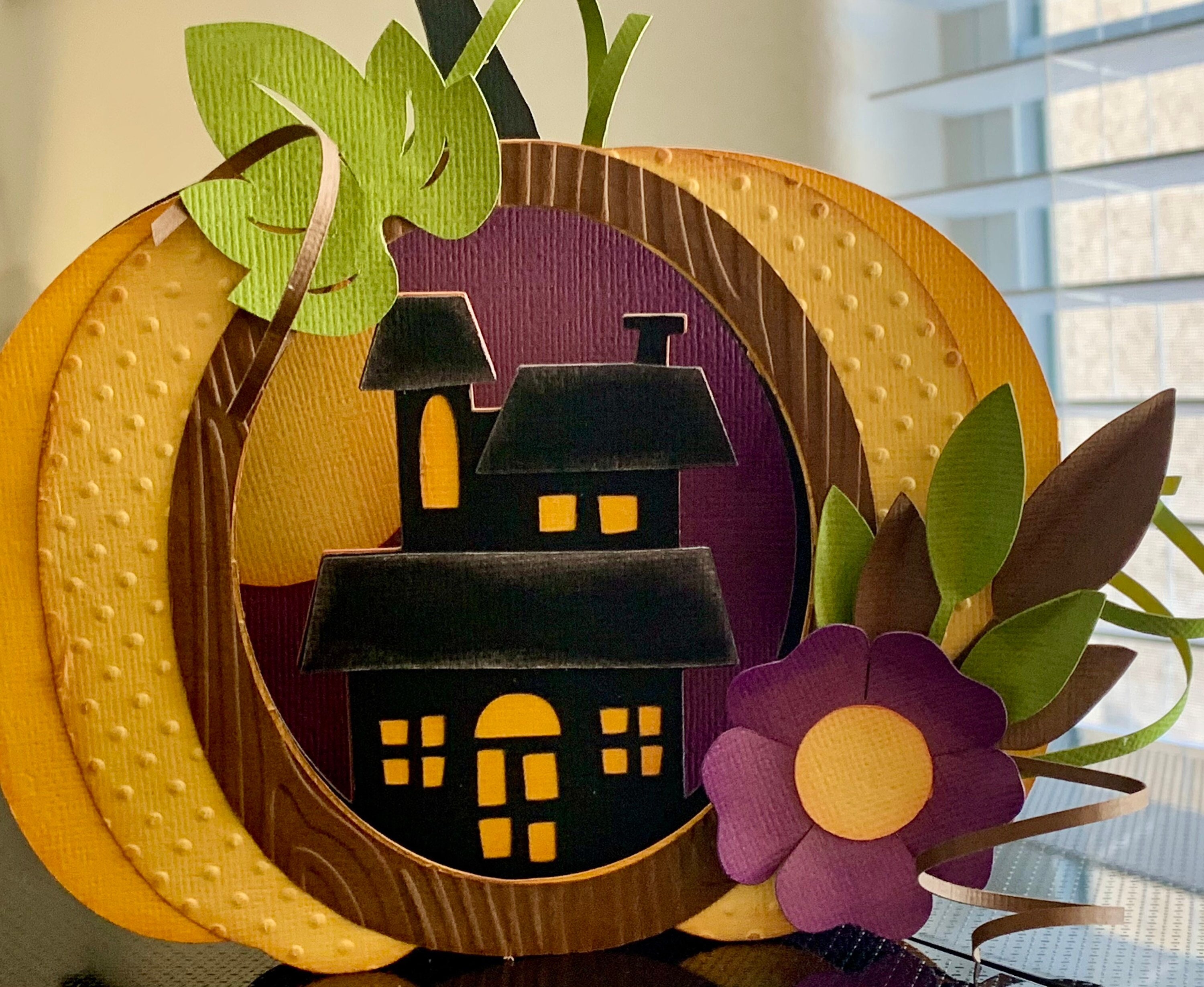 Haunted House Halloween Box Card - Etsy