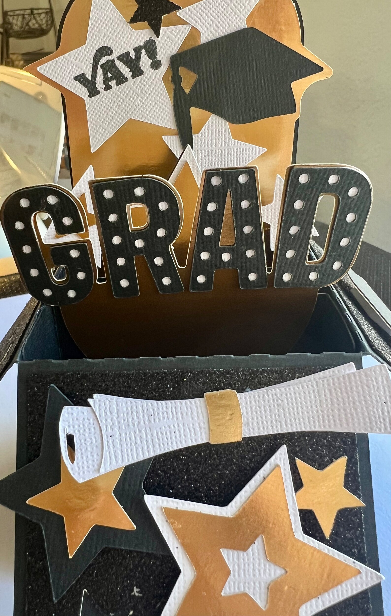 Glittery Graduation Box Card - Etsy