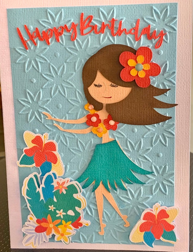 Hula Dancer Happy Birthday Card - Etsy