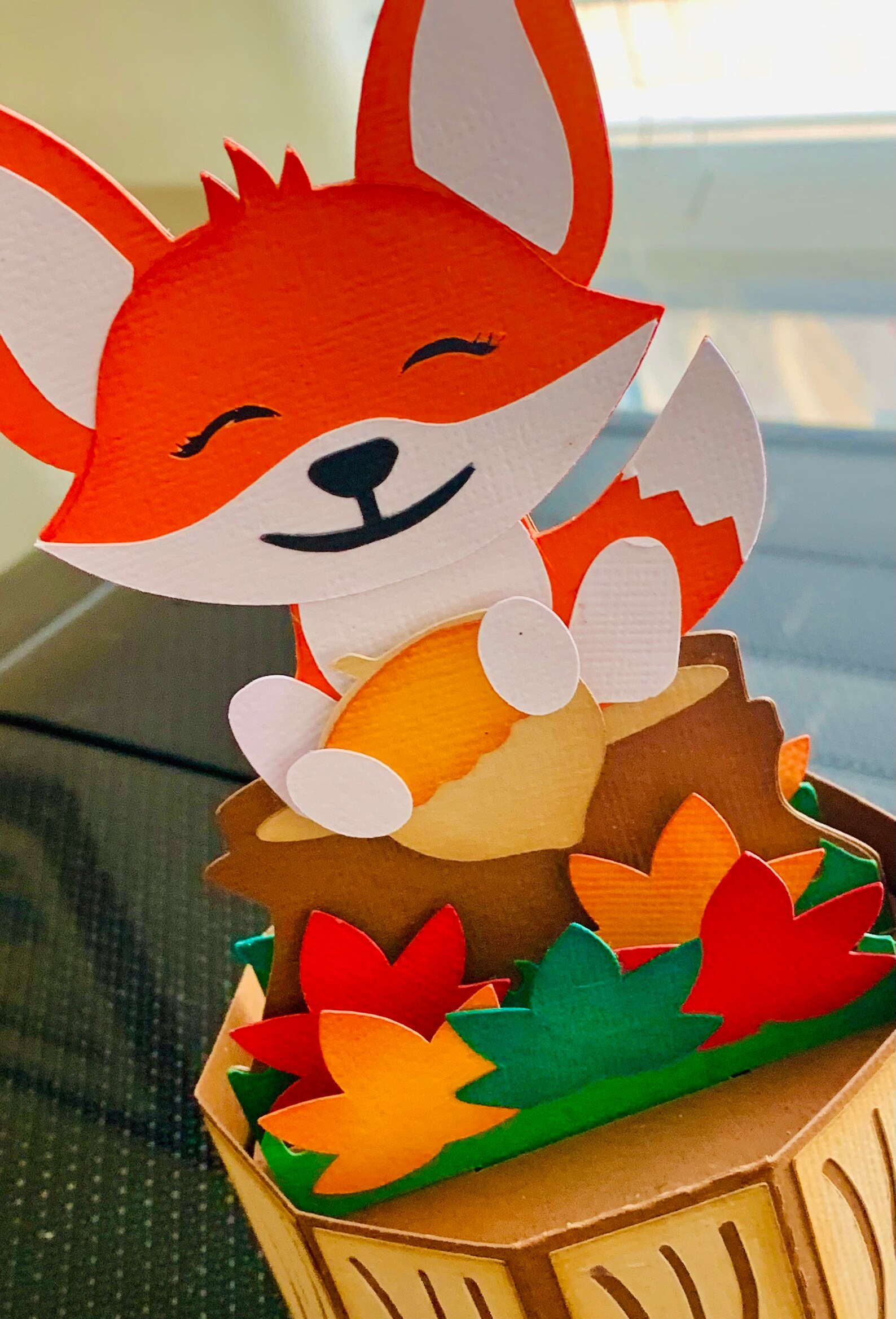 Fall Fox Pop up Card | Etsy