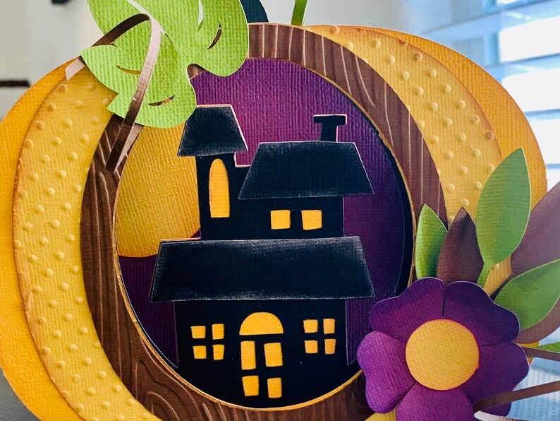 Haunted House Halloween Box Card - Etsy
