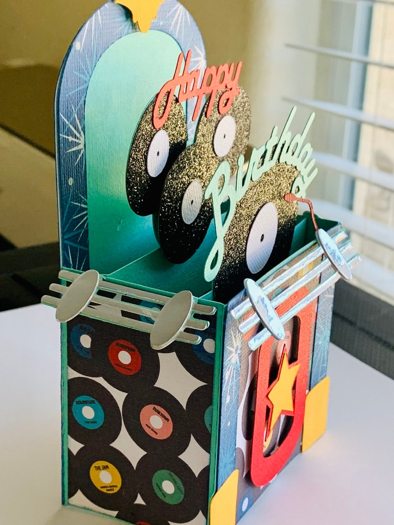 Jukebox Birthday Box Card - Etsy