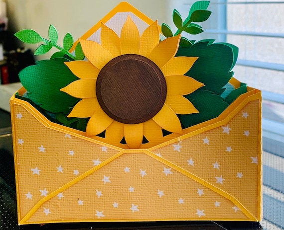 Sunflower Envelope Box Card | Etsy