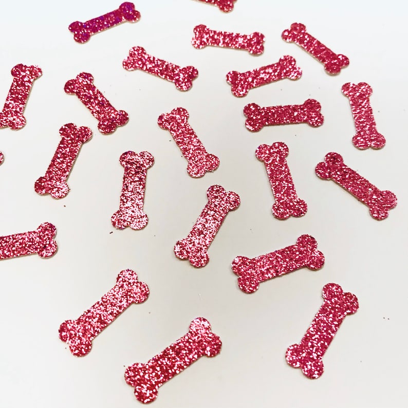100+ Glitter Dog Bone Table Confetti Sprinkles, Birthday, Party, Pink ...