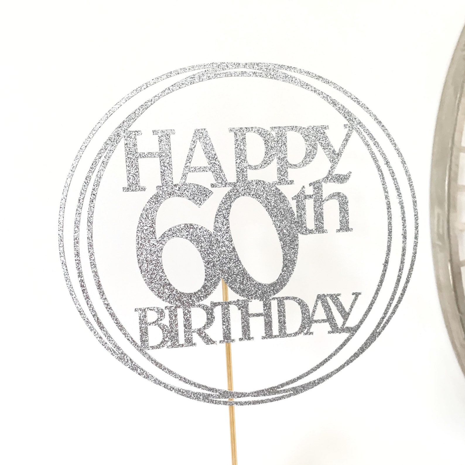 1 x 60th Birthday Circle Glitter Cake Topper 60th Birthday - Etsy