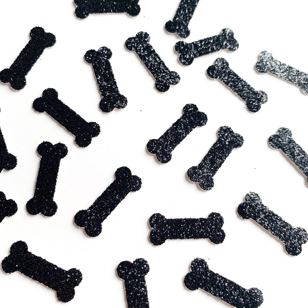 100+ Glitter Dog Bone Table Confetti Sprinkles, Birthday, Party, Black ...