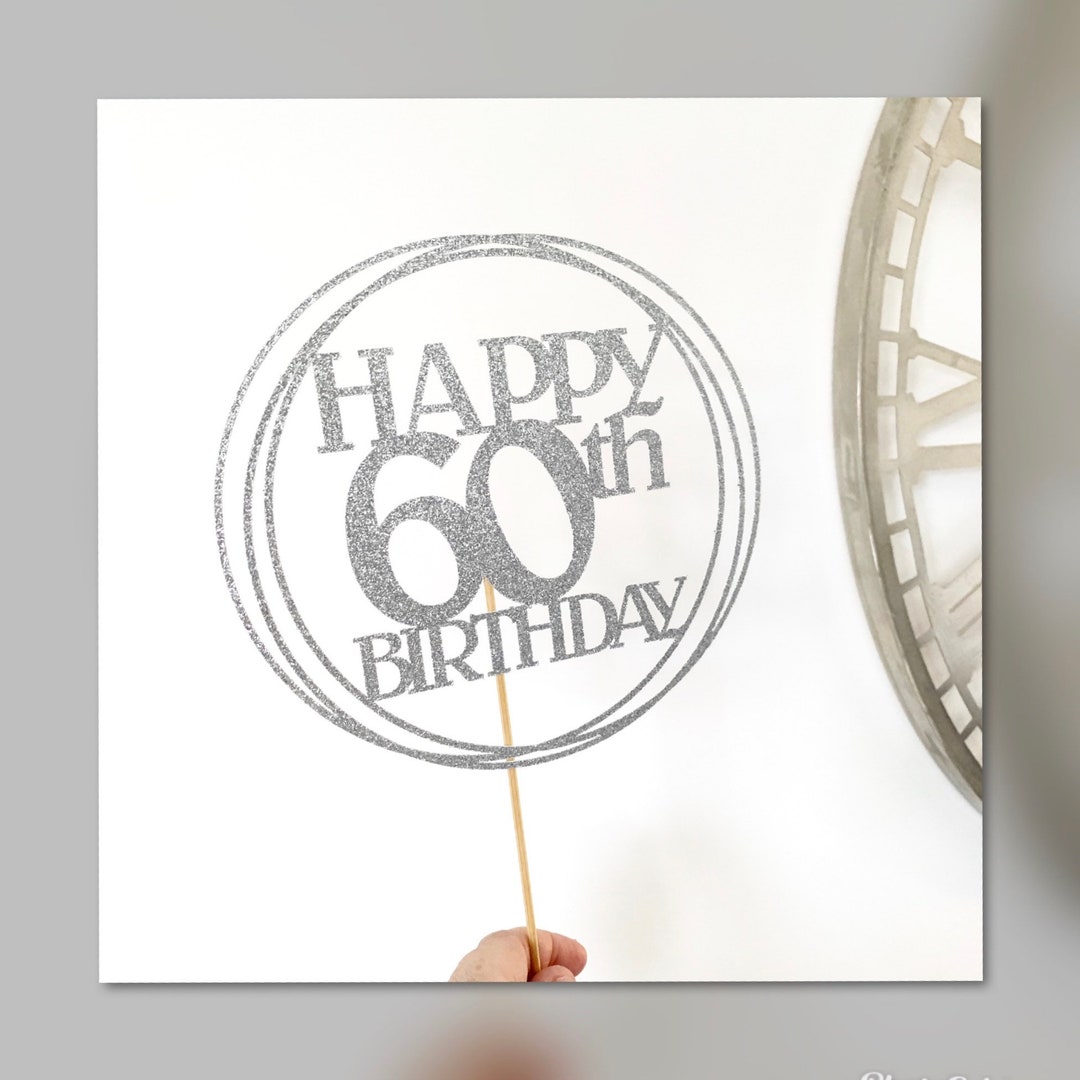 1 X 60th Birthday Circle Glitter Cake Topper, 60th Birthday, Any Age ...