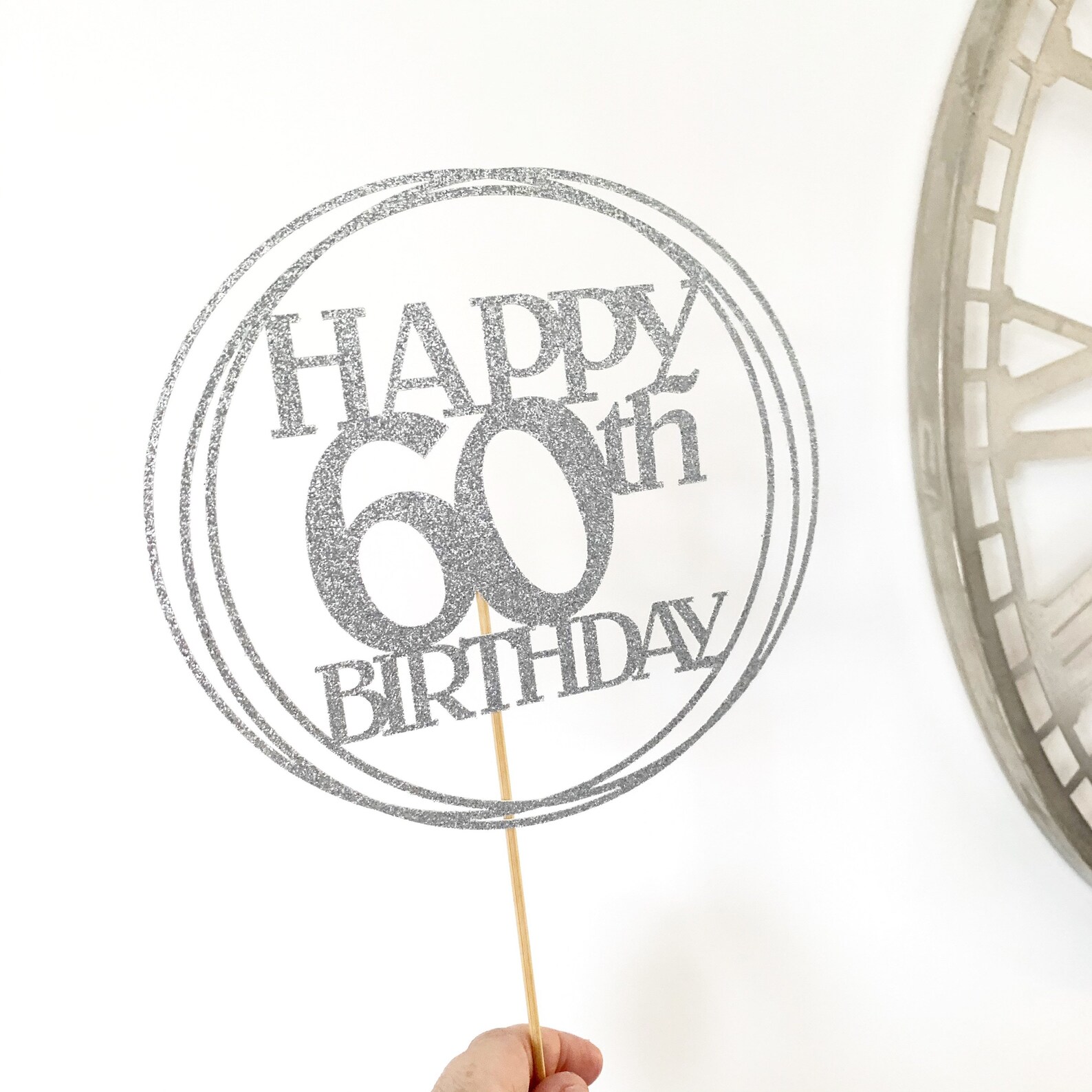 1 x 60th Birthday Circle Glitter Cake Topper 60th Birthday - Etsy
