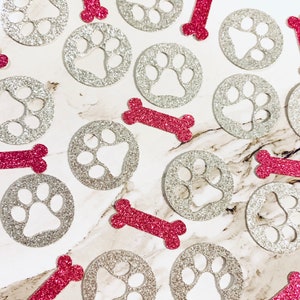 50 X Glitter Dog Paw Print & Bones Table Confetti Sprinkles, Birthday ...