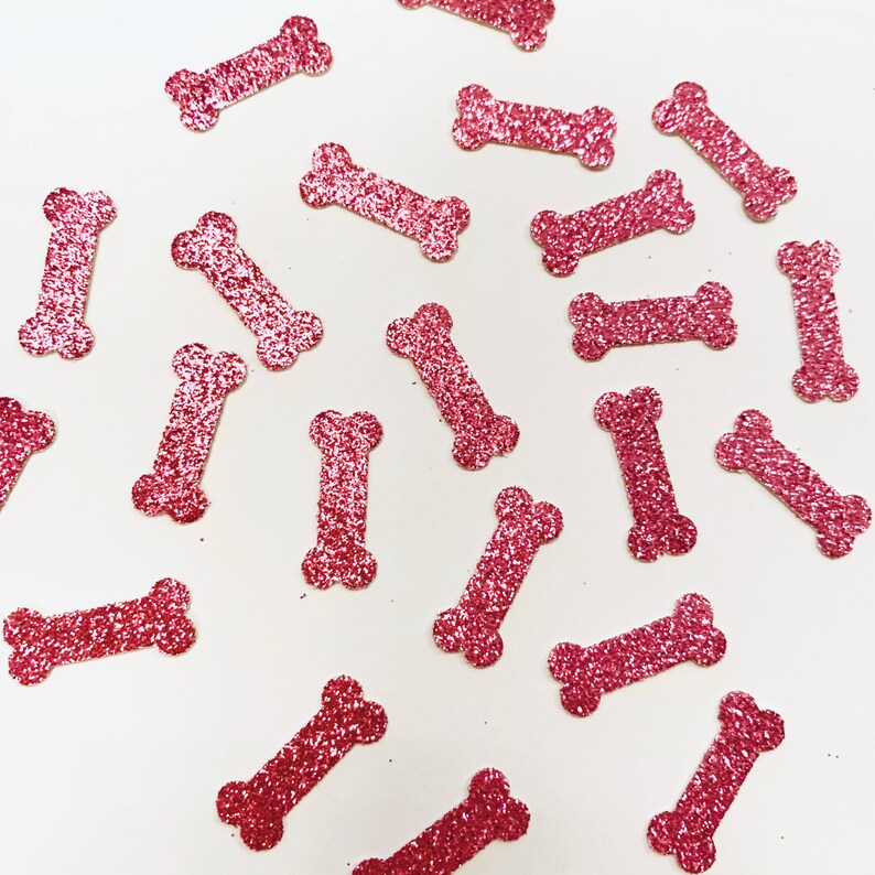 100+ Glitter Dog Bone Table Confetti Sprinkles, Birthday, Party, Pink ...