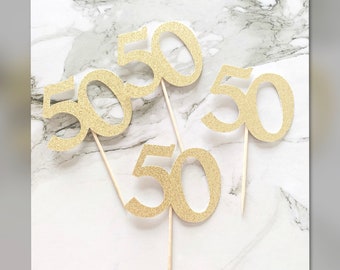 50th Anniversary Cupcake Toppers - Etsy