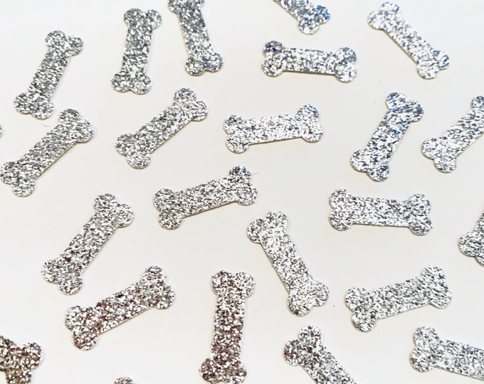 100+ Glitter Dog Bone Table Confetti Sprinkles, Birthday, Party, Silver ...