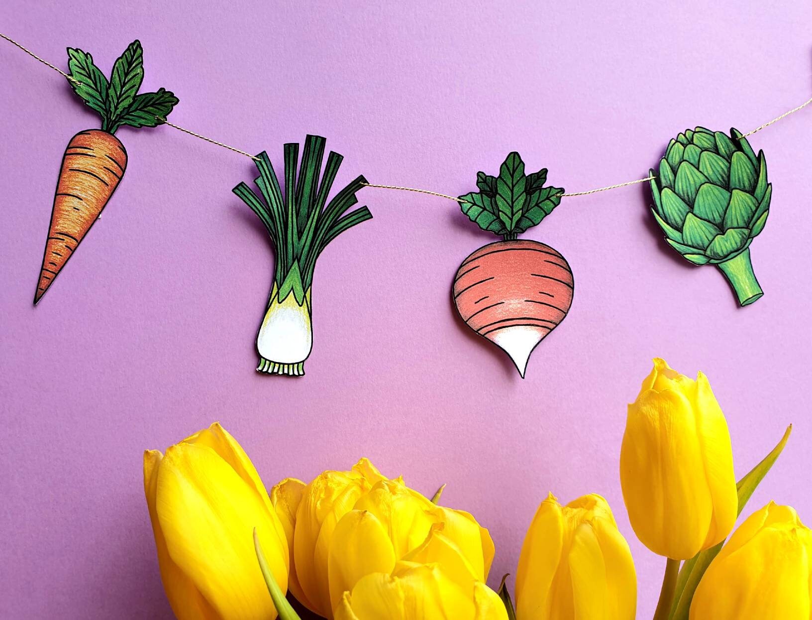 Printable Vegetable Bunting Garland / Artichoke Leek Carrot | Etsy
