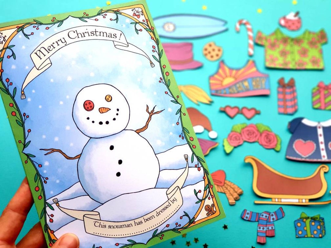 Personalised Christmas Card, Printable Snowman Card Making Kit, DIY ...