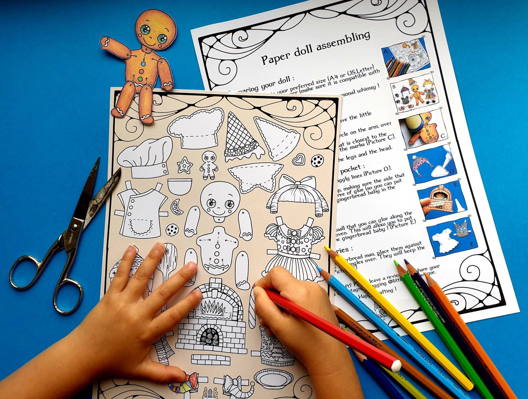 Christmas Colouring Activity, DIY Articulated Gingerbread Man ...