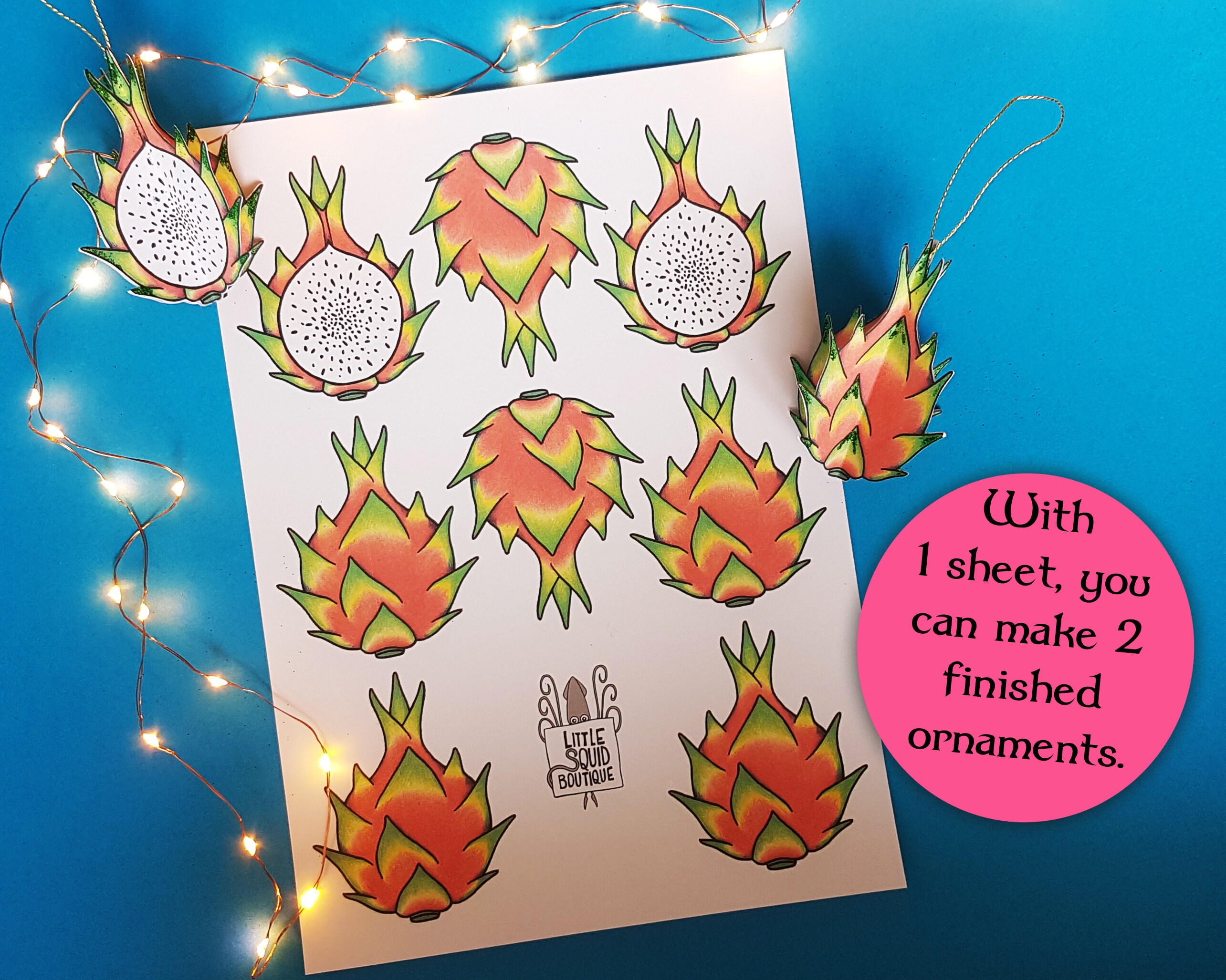 Dragon Fruit Paper Decoration Printable DIY Tropical Decor - Etsy