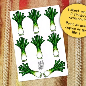Printable 3D Leek Ornament, DIY Vegetable Home Decor, Spring Garden ...