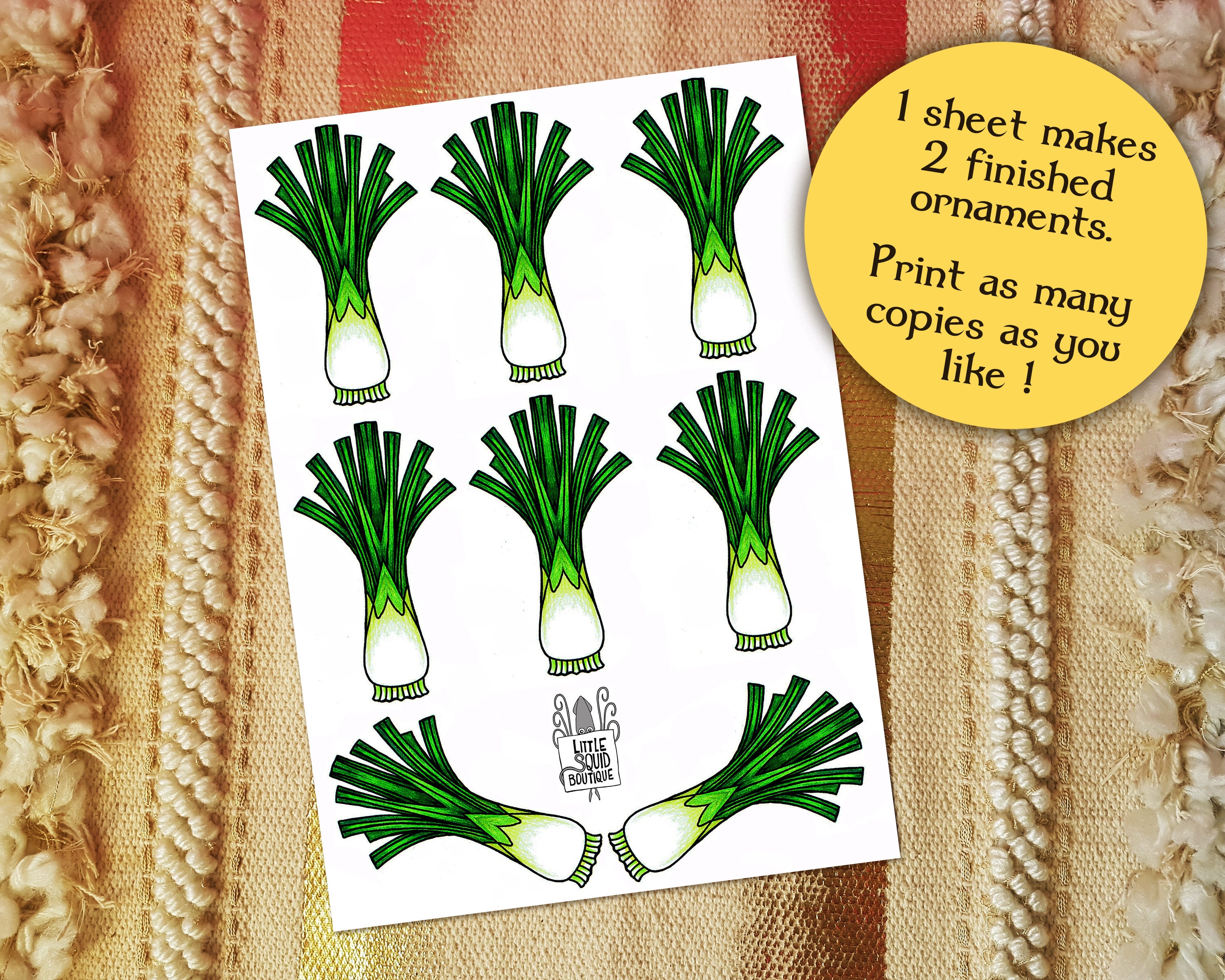 Printable 3D Leek Ornament, DIY Vegetable Home Decor, Spring Garden ...