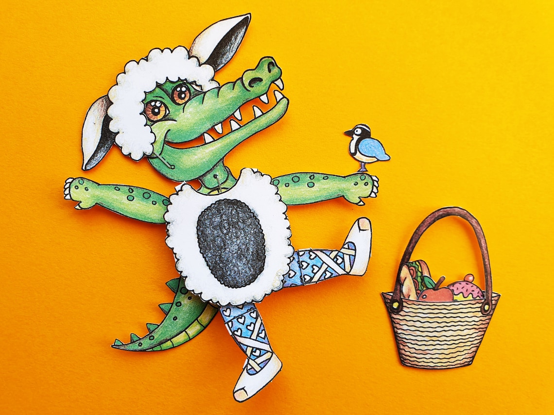 Crocodile Paper Doll DIY Articulated Dress up Puppet Dress | Etsy