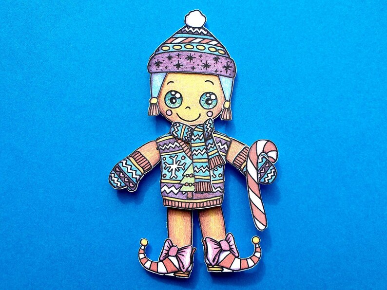 Printable Dress up Paper Doll, Articulated DIY Gingerbread Man, Candy ...