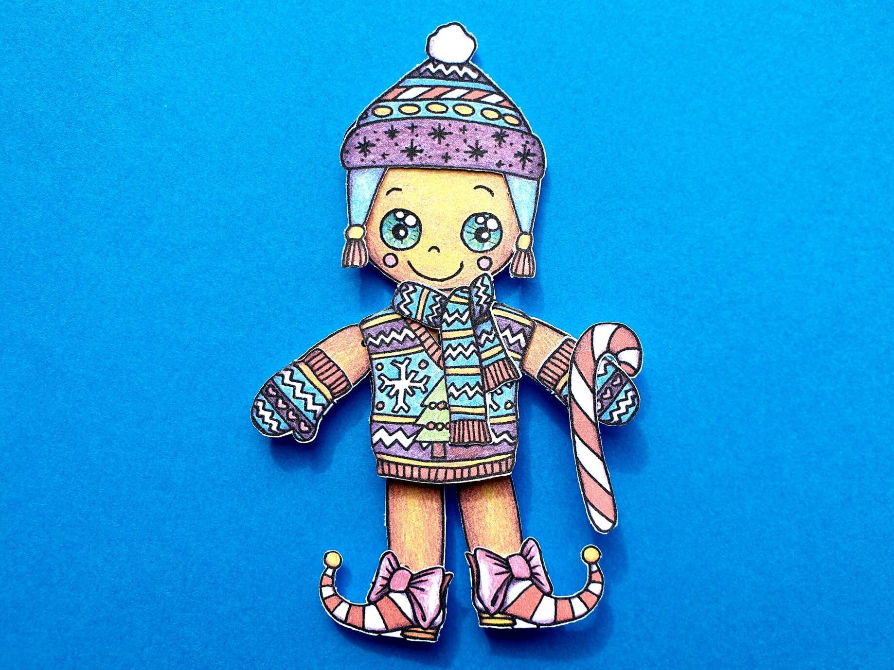 Printable Dress up Paper Doll, Articulated DIY Gingerbread Man, Candy ...