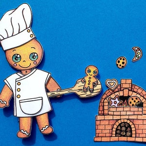 Printable Dress up Paper Doll, Articulated DIY Gingerbread Man, Candy ...