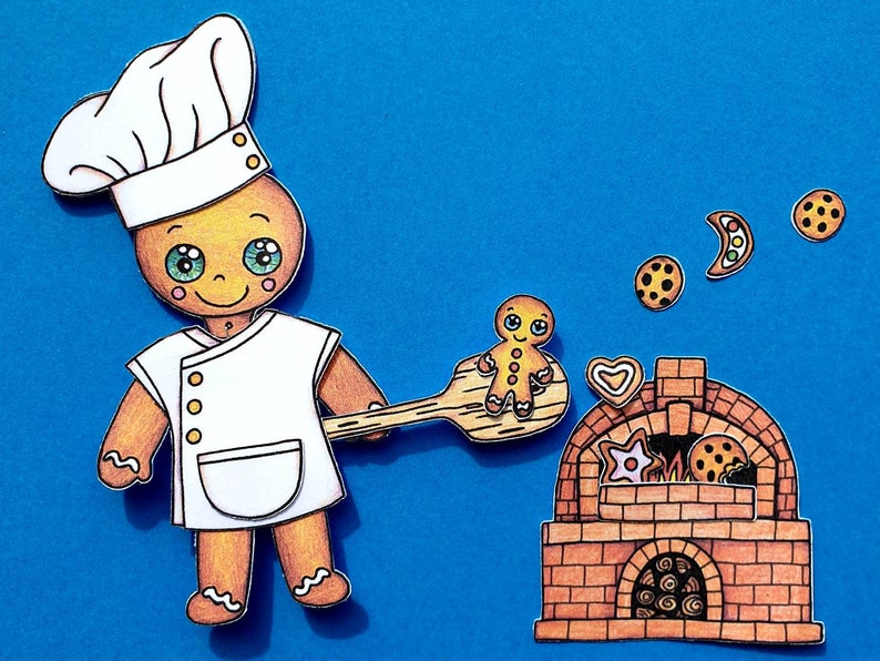 Printable Dress up Paper Doll, Articulated DIY Gingerbread Man, Candy ...