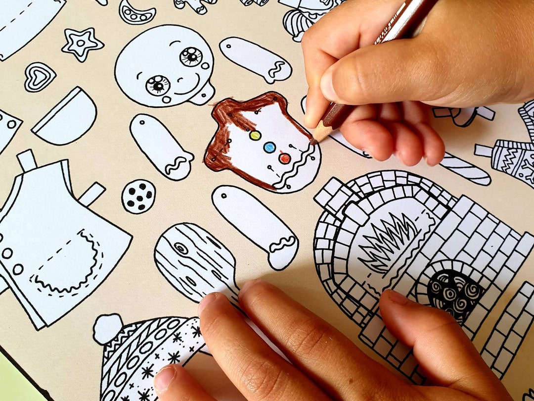 Dress up Paper Doll Colouring Sheet, Articulated DIY Gingerbread Man ...
