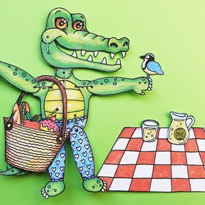 Crocodile Paper Doll, DIY Articulated Dress up Puppet, Dress up Game ...