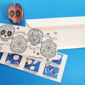 Printable Day of the Dead Greeting Card, 3D Sugar Skull Craft, Day of ...