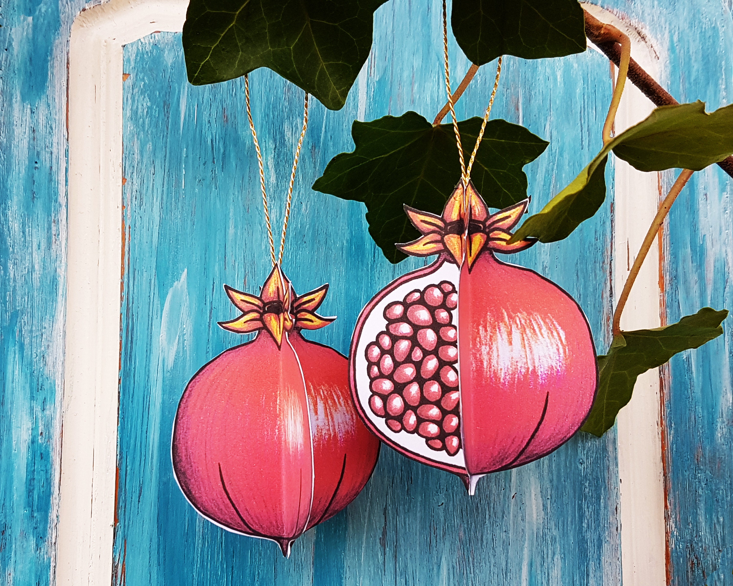 DIY Pomegranate Ornaments: Printable Paper Craft (digital Download) - Etsy