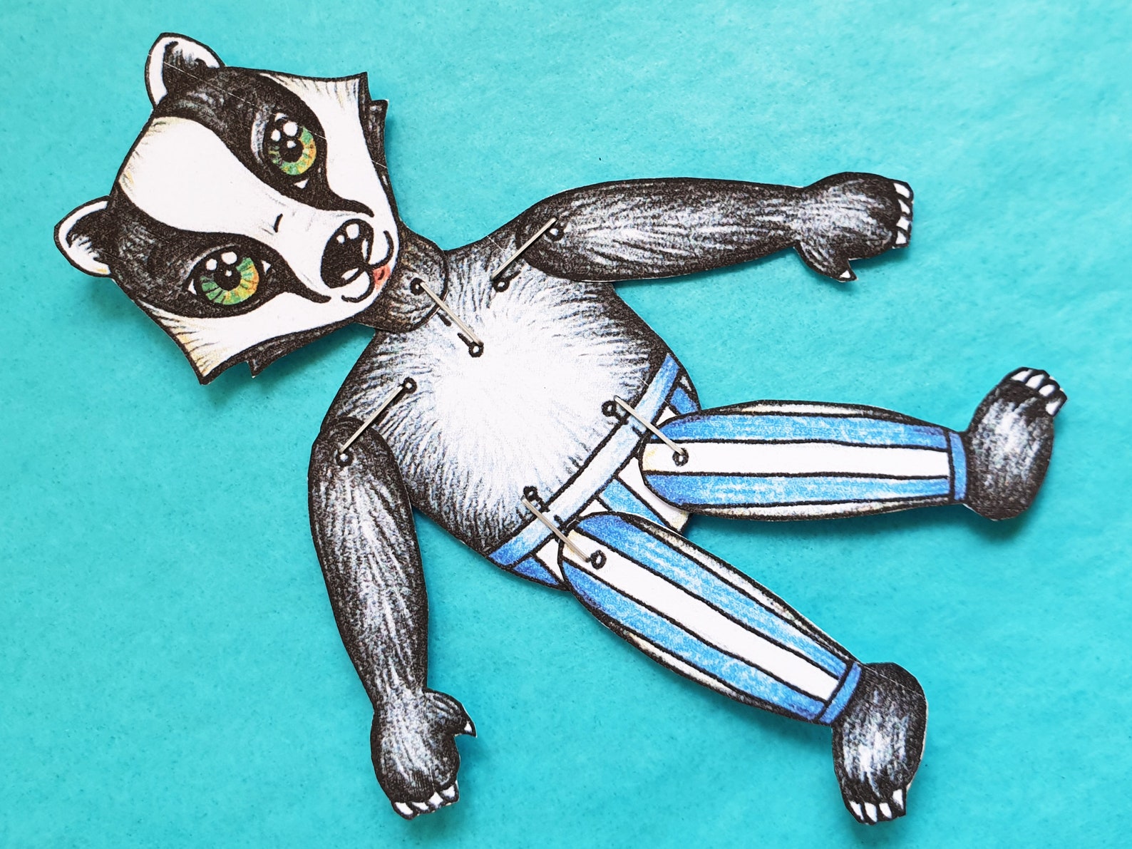Printable Woodland Paper Doll, Articulated Badger Dress up Game, Animal ...