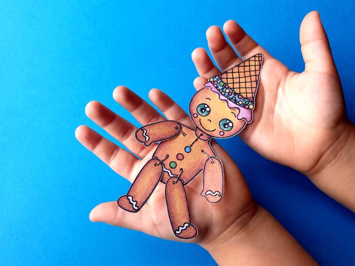Printable Dress up Paper Doll, Articulated DIY Gingerbread Man, Candy ...