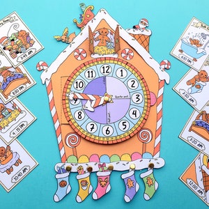 Printable Christmas Clock, Learn to Tell Time, DIY Christmas Learning ...